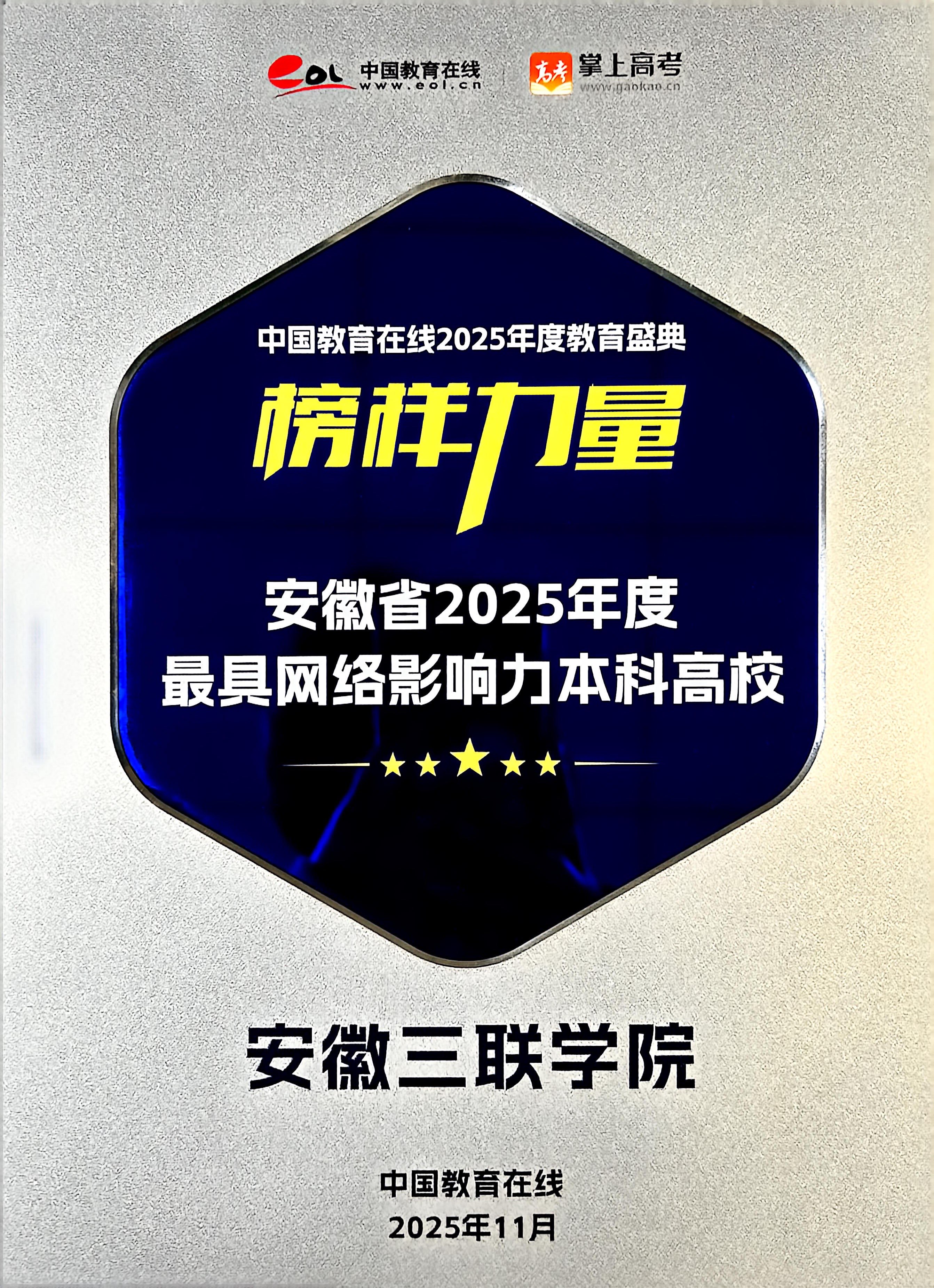 安徽省2025年度最具网络影响力本科高校